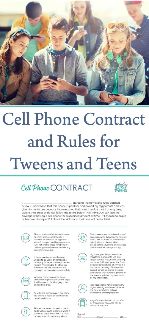 Cell Phone Contract And Rules for Teens