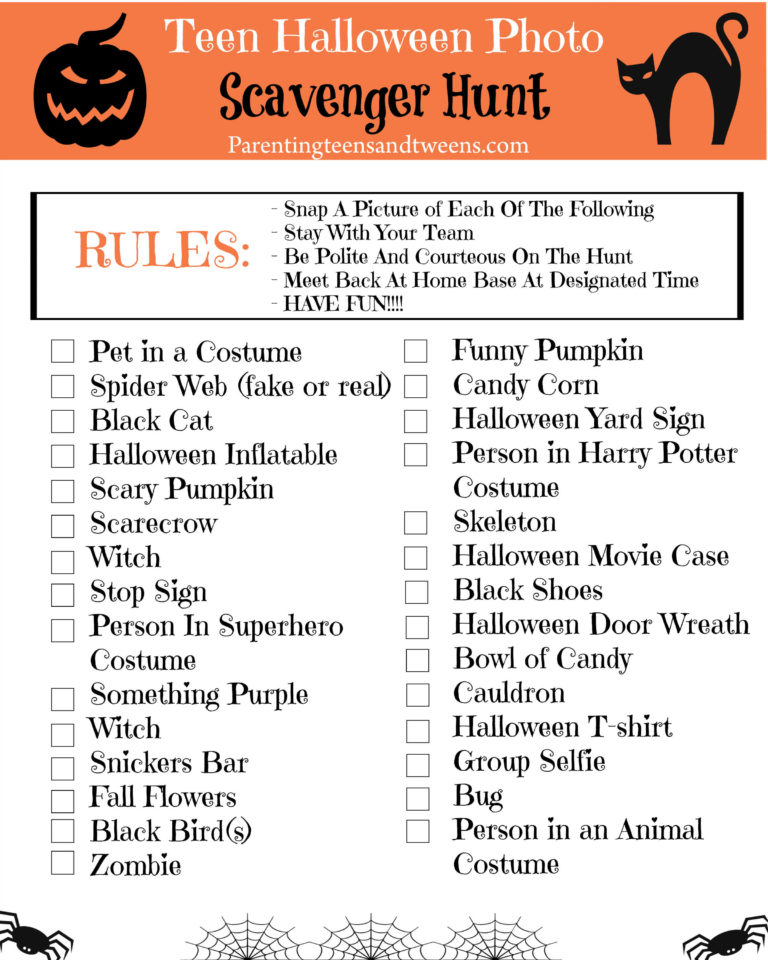 Teens and Tweens Halloween Photo Scavenger Hunt