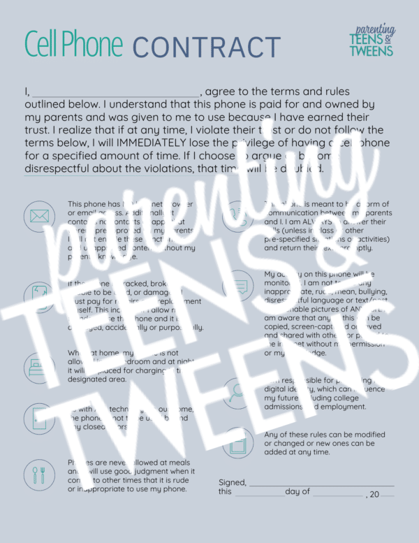 Free Printable Teen Cell Phone Contract - parentingteensandtweens.com